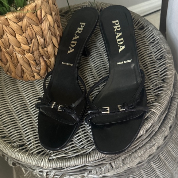 Prada | Shoes | Prada Elegant Black Heeled Sandals | Poshmark